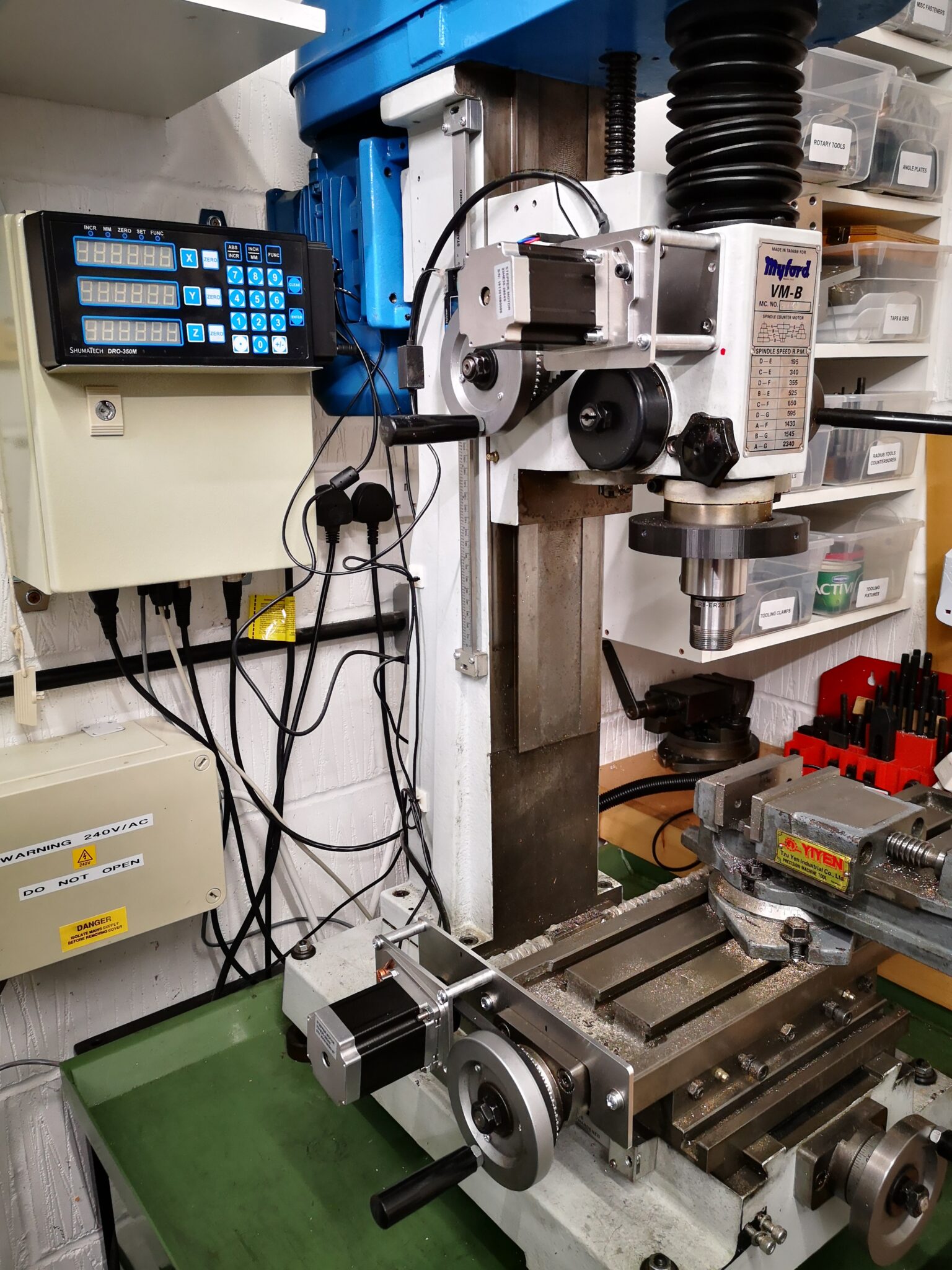 Adding stepper motors to a Myford VMB manual milling machine – Woody's ...